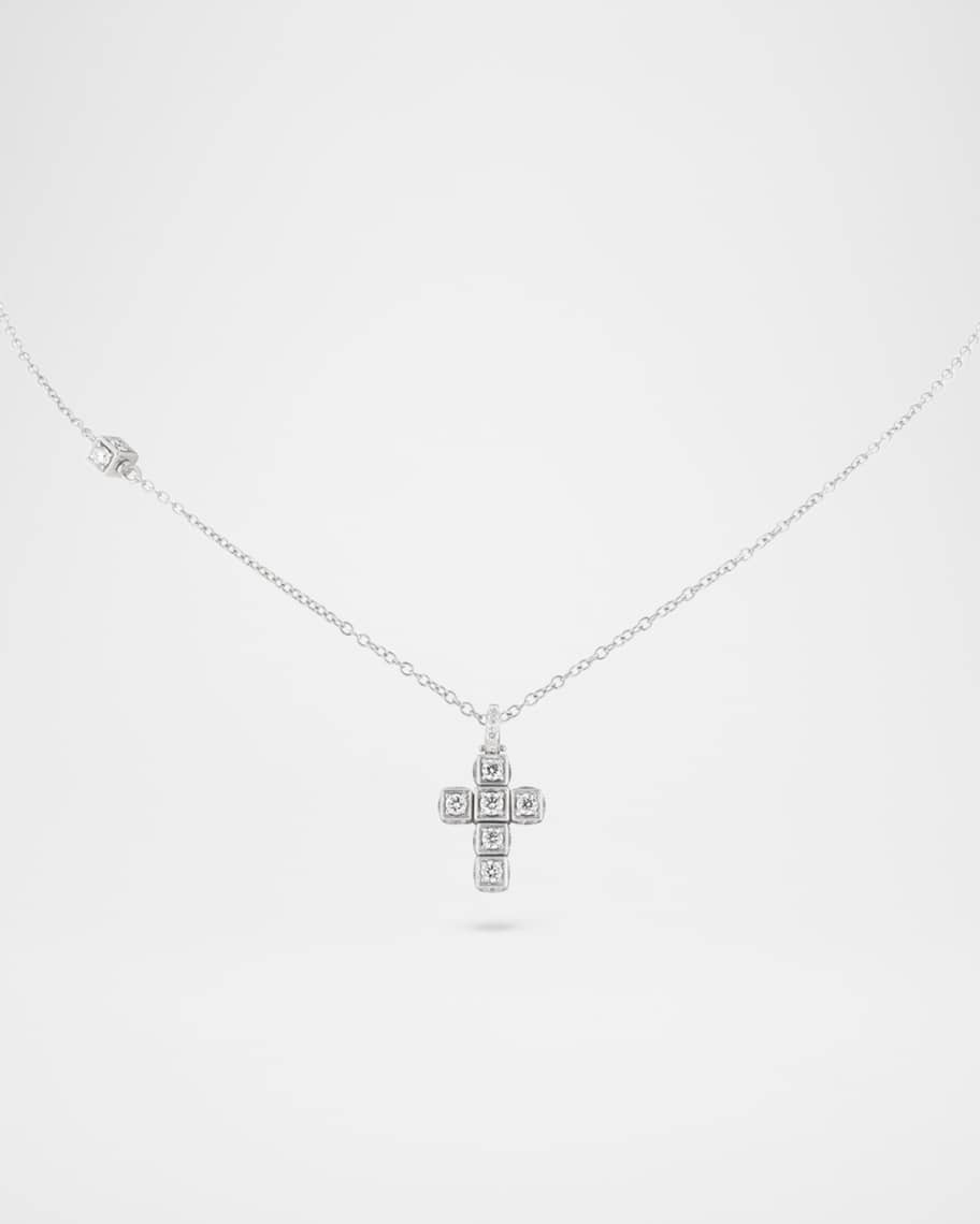 Miseno 18K White Gold Faro Cross Pendant Necklace with Diamonds ...