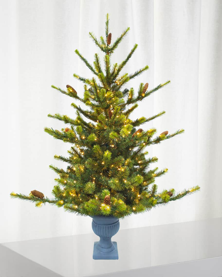 Winward Home Deluxe Village Mix Pine 5' Potted Pre-Lit Christmas Tree ...