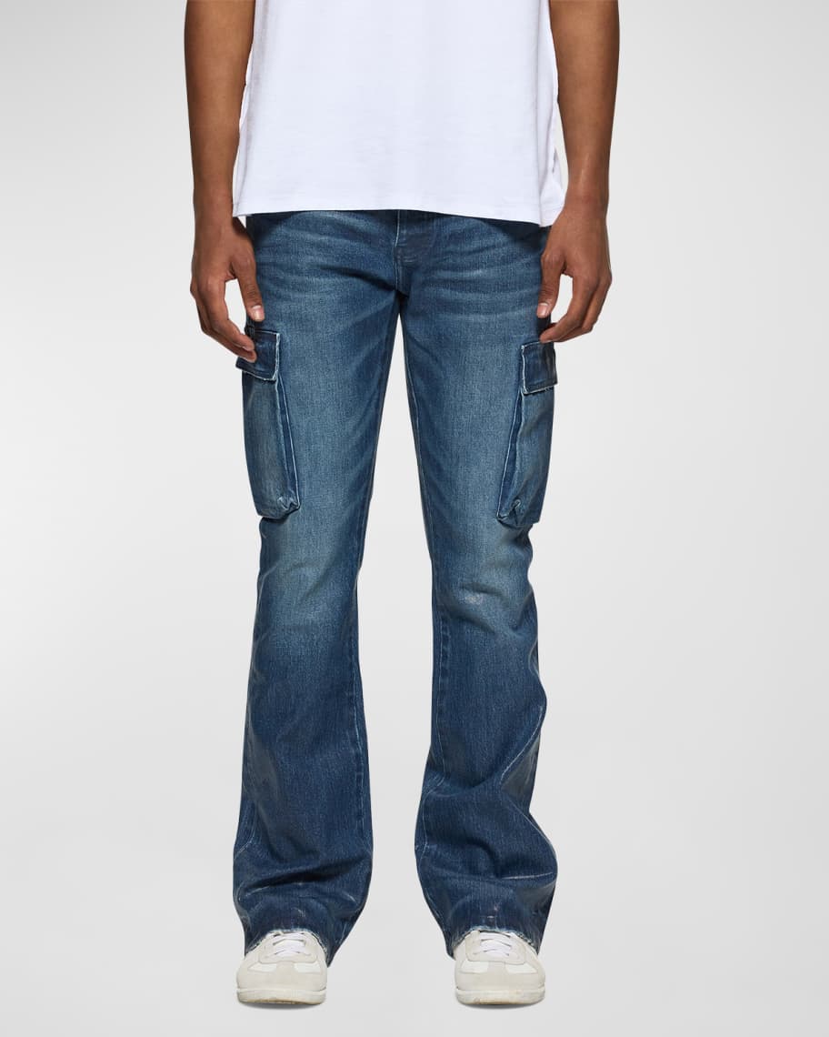 PURPLE Men's Vintage Coated Flare Cargo Pants | Neiman Marcus