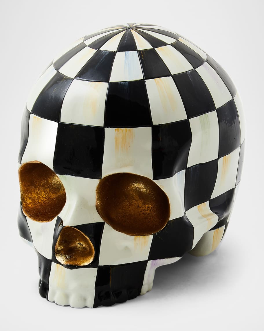 MacKenzie-Childs Courtly Check Skull Halloween Decor | Neiman Marcus
