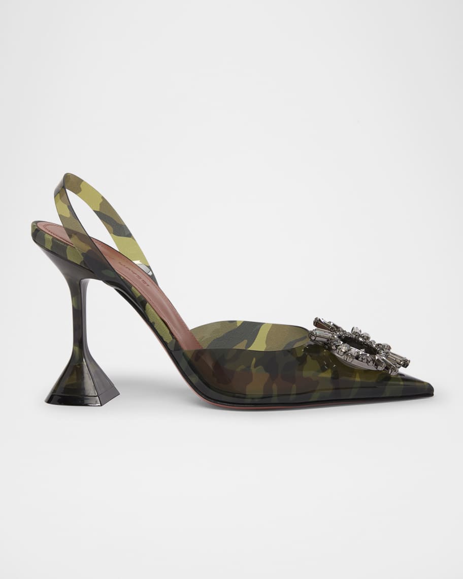 Amina Muaddi Begum Camo Crystal Ornament Pumps | Neiman Marcus