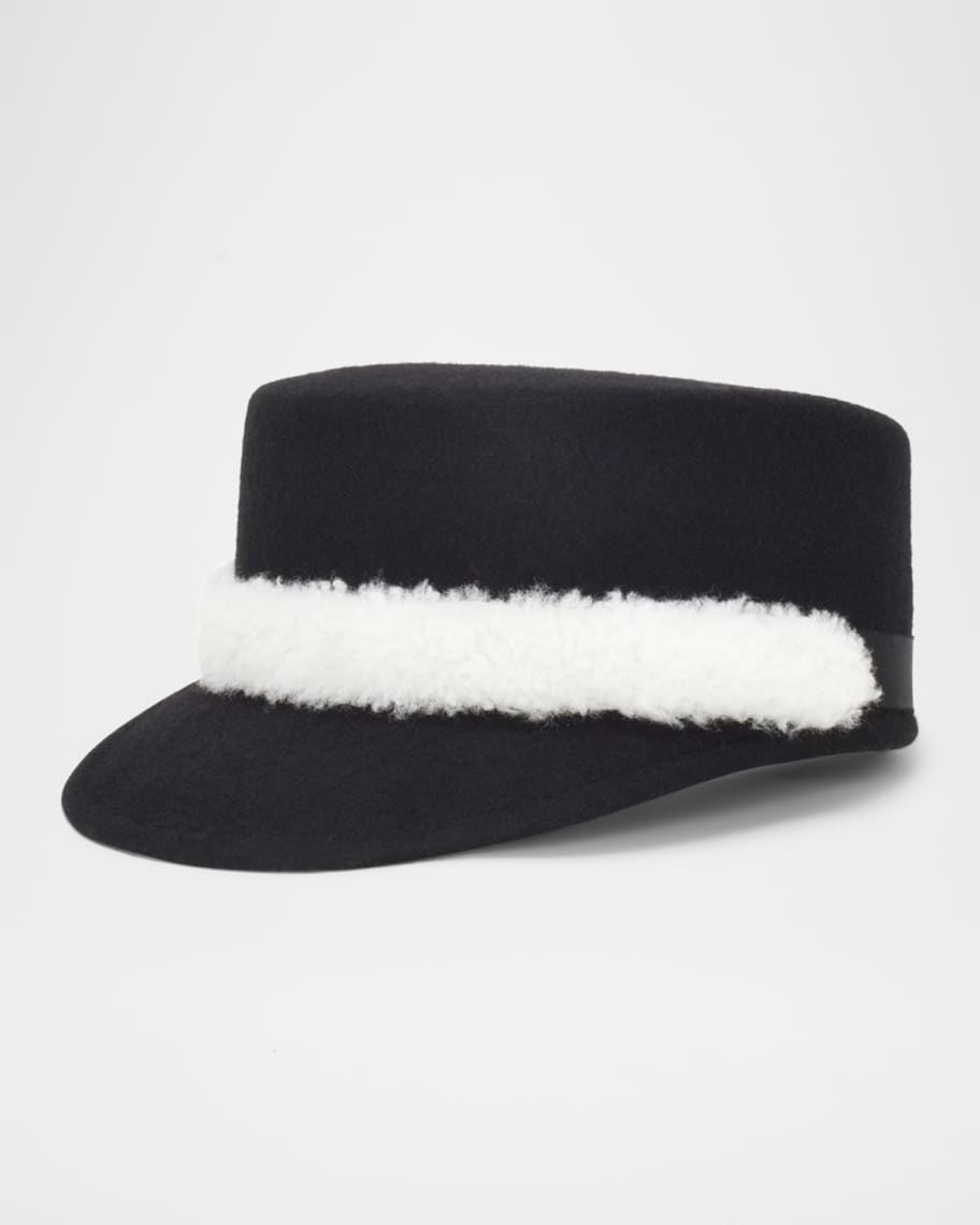 Gigi Burris Ryan Rabbit Hair & Sheep Shearing Fur Newspaper Cap ...