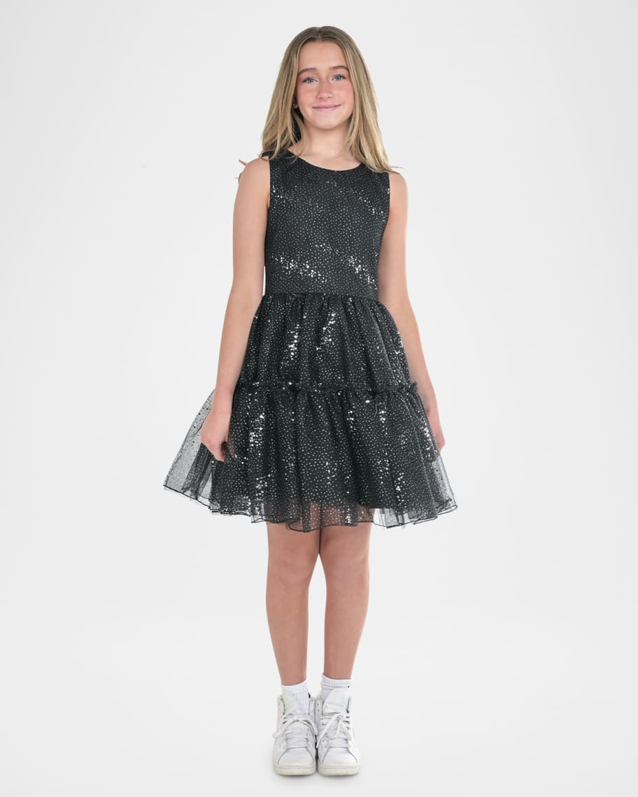 Zoe Girl's Gabriella Sequin Tiered Dress, Size 7-16 | Neiman Marcus