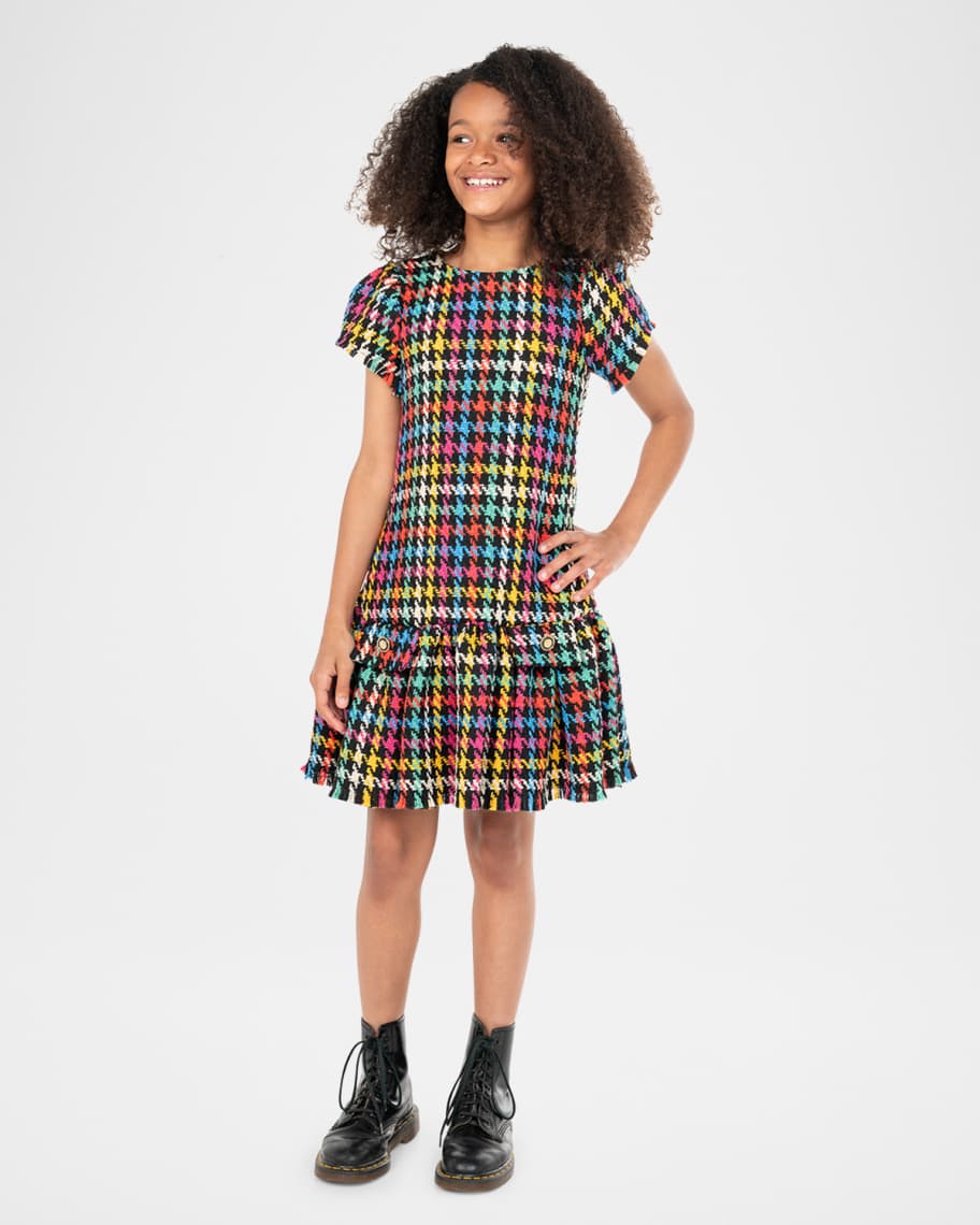 Zoe Girl's Charlie Tweed Multicolor Houndstooth Dress, Size 7-16 ...