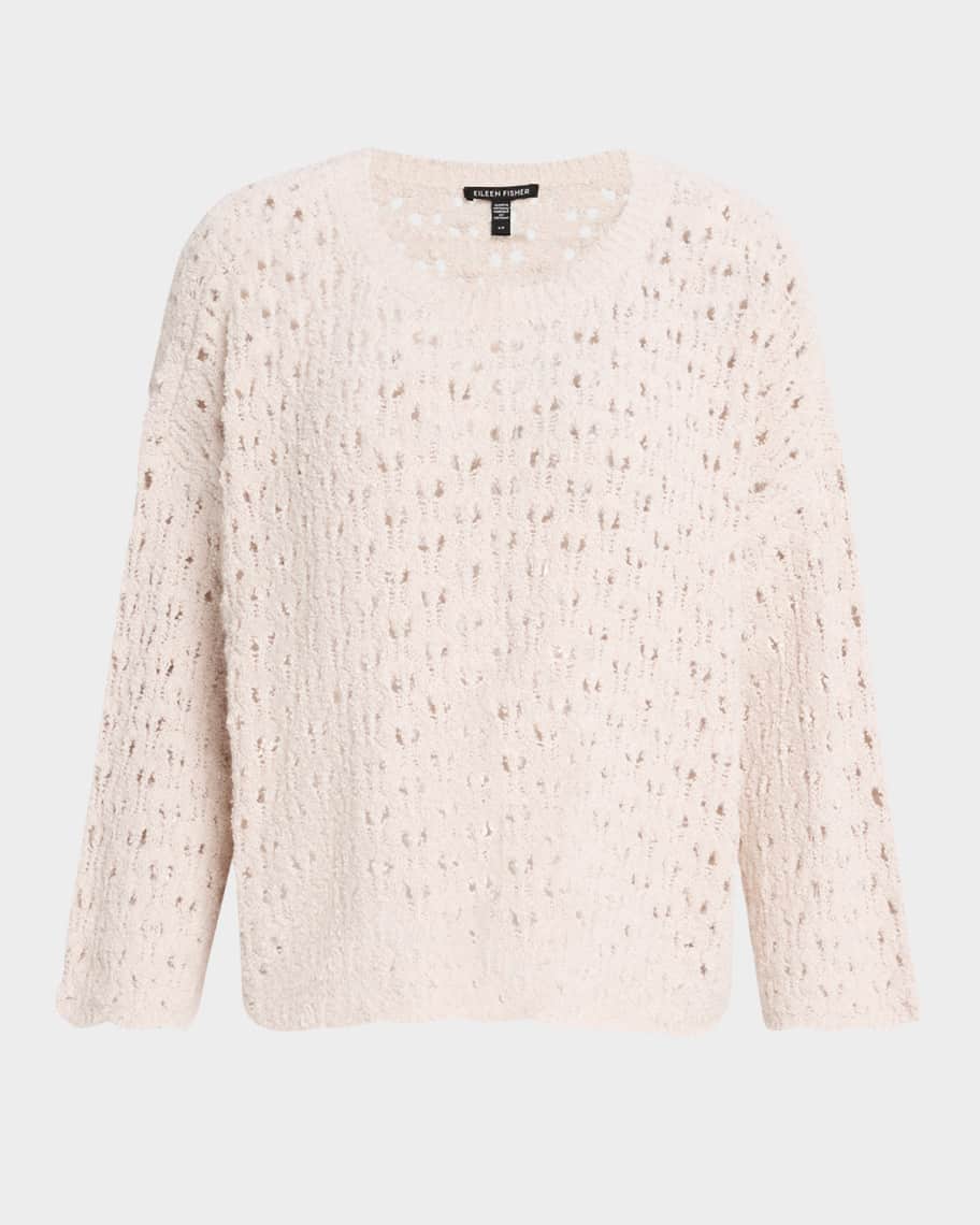 Eileen Fisher Scalloped Lace-Stitch Sweater | Neiman Marcus