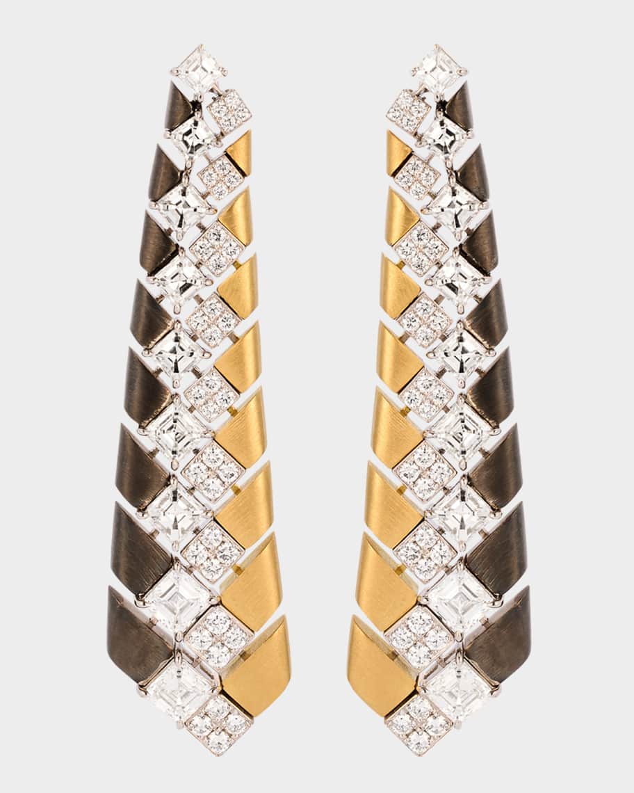 Nikos Koulis 18K Yellow Gold ME Earrings with White Diamonds | Neiman ...