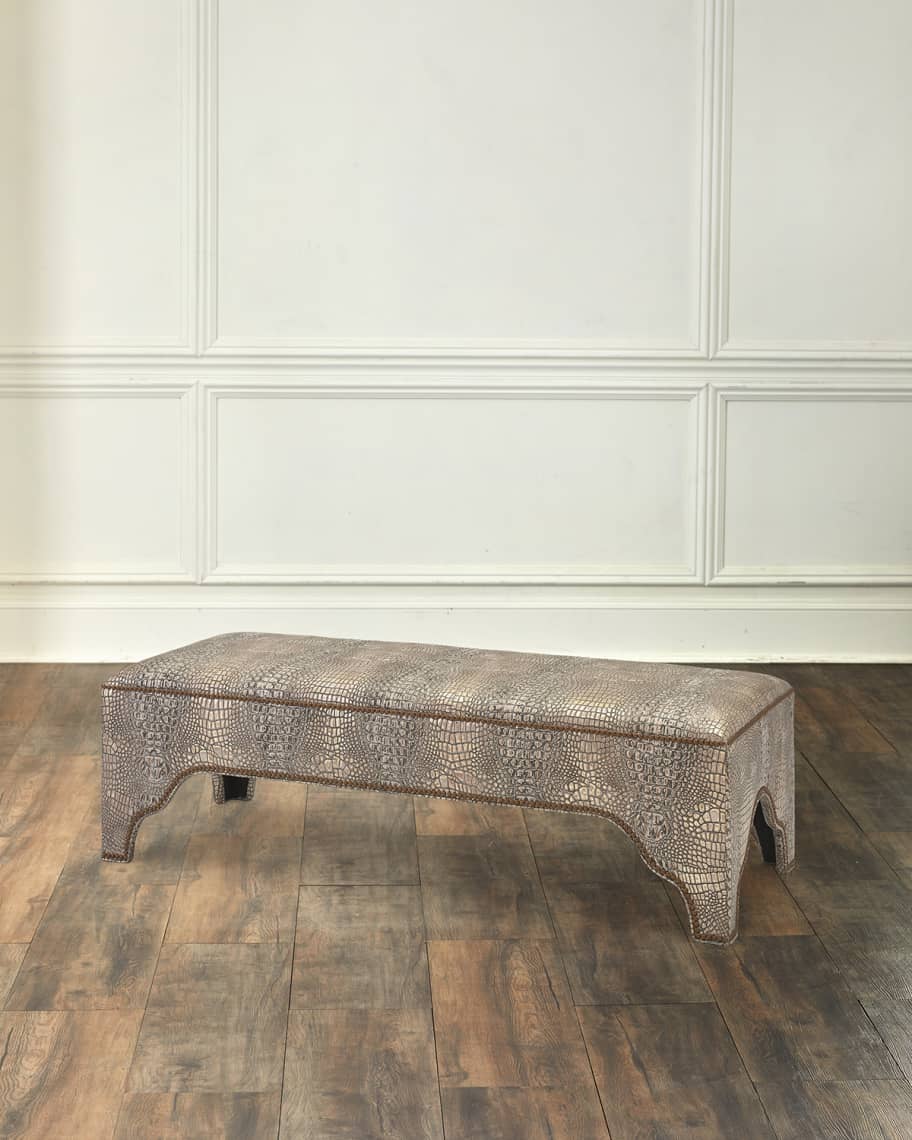Massoud Cyrax Croc-Embossed Leather Bench, 60" | Neiman Marcus