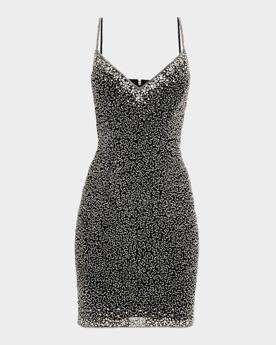 Liv Foster Beaded Crystal-Embellished Mini Dress | Neiman Marcus