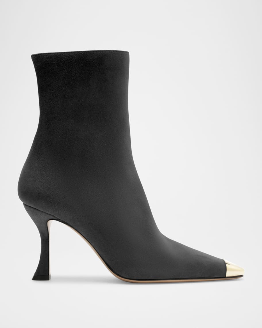 Alexandre Birman Olivia Suede Cap-Toe Booties | Neiman Marcus
