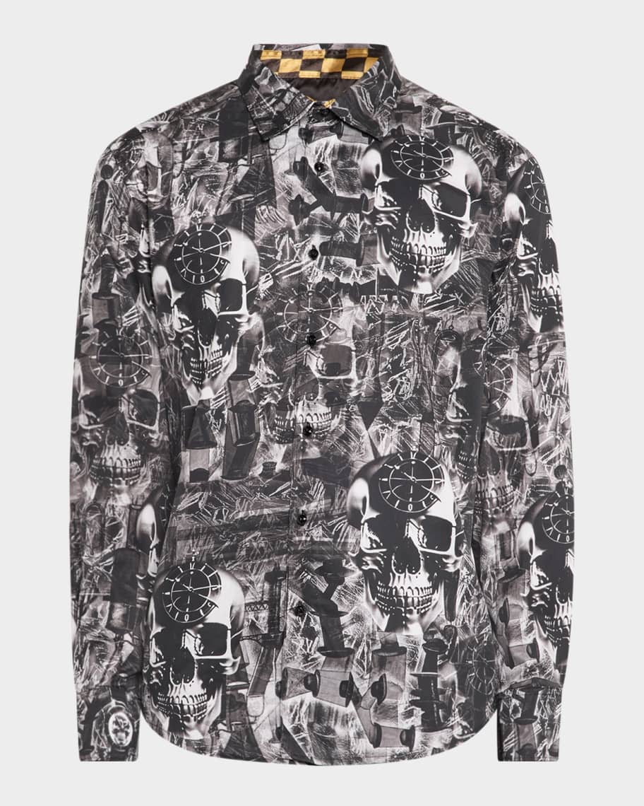 Robert Graham Men's Cotton Skull-Print Sport Shirt | Neiman Marcus
