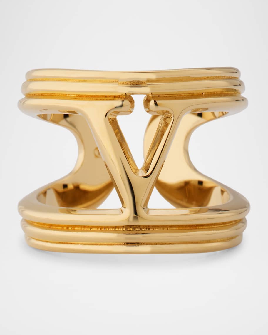 Valentino Garavani Metal V-Logo Ovalette Ring | Neiman Marcus
