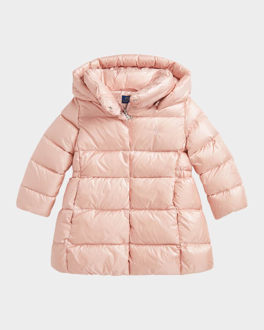 Polo Ralph Lauren Girl's Metallic Embroidered Pony Puffer Coat, Size 2 ...