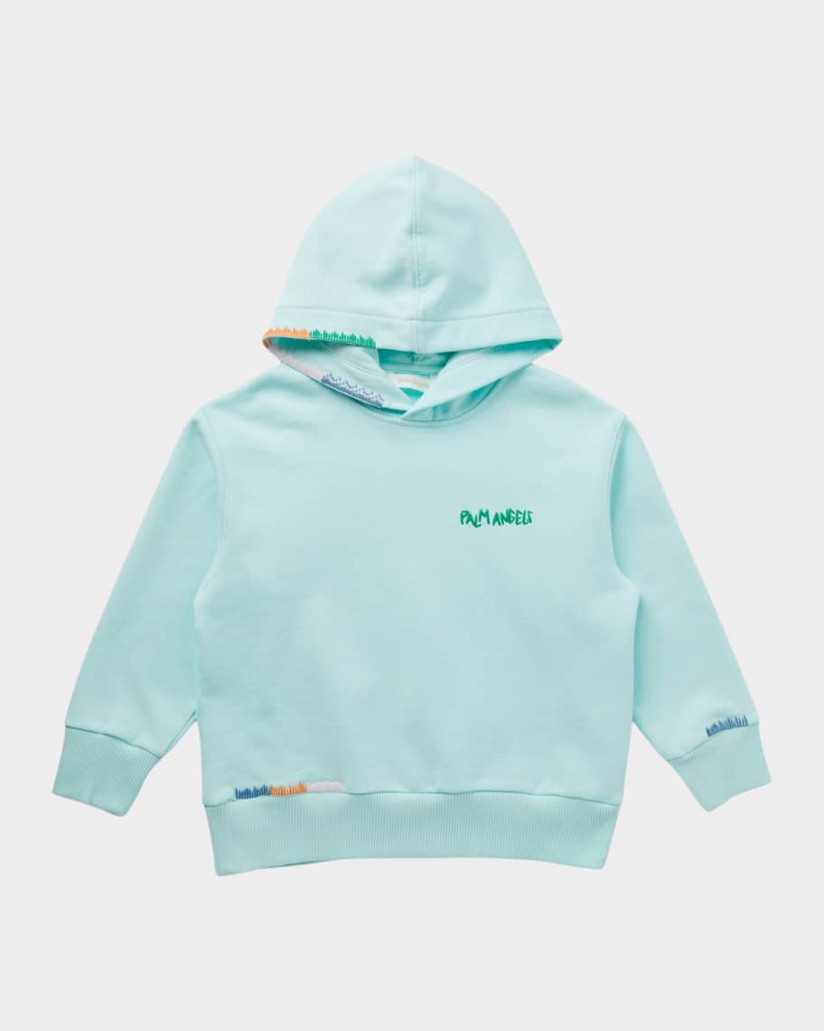 Palm Angels Boy's Embroidered Stiched Logo-Print Hoodie, Size 14 ...