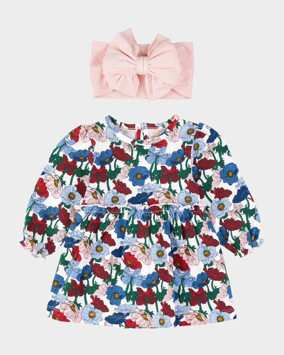 RuffleButts Girl's Poppy Petals Dress W/ Headband Set, Size Newborn-2T ...