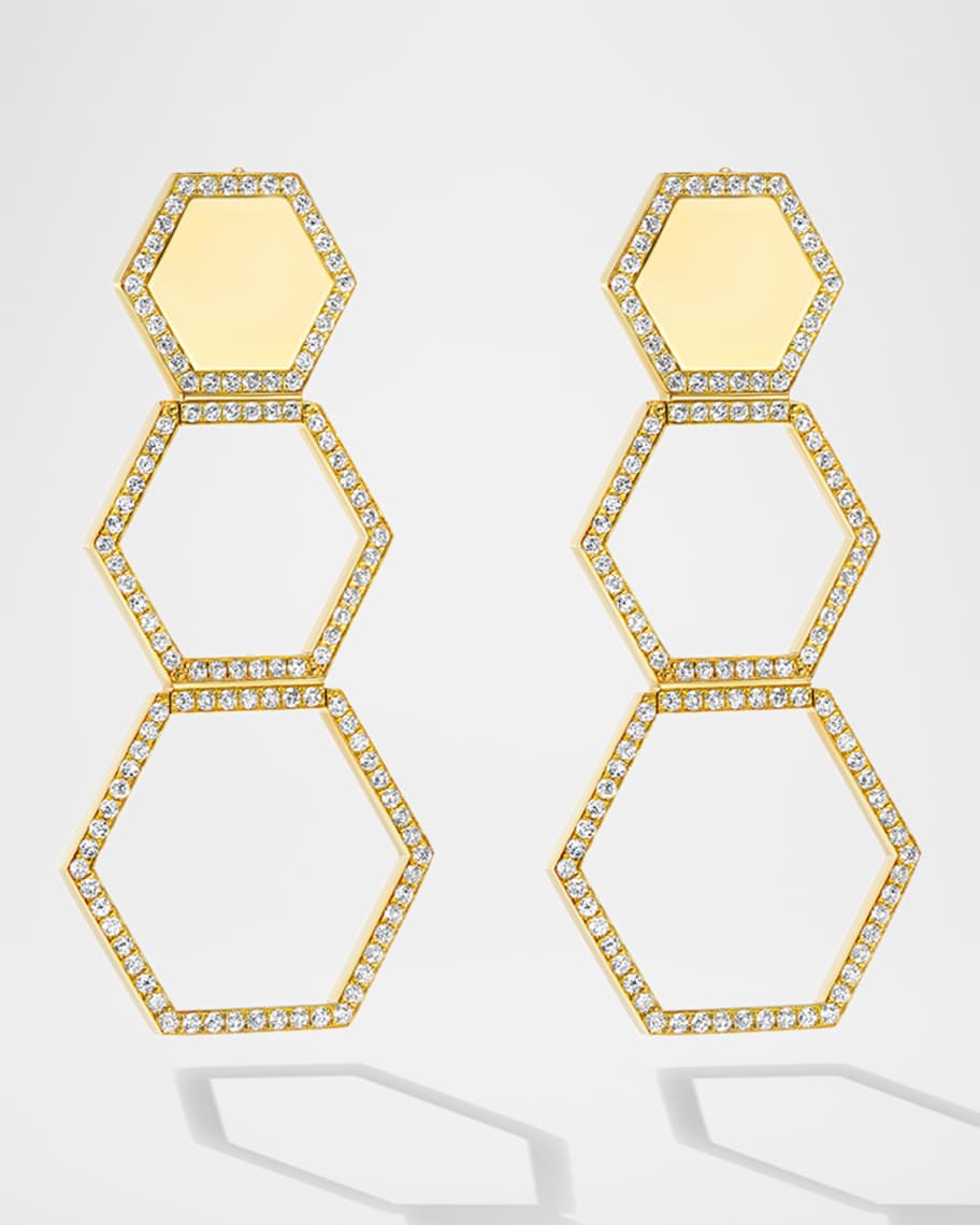 CADAR 18K Yellow Gold B HOME Diamond Drop Earrings | Neiman Marcus