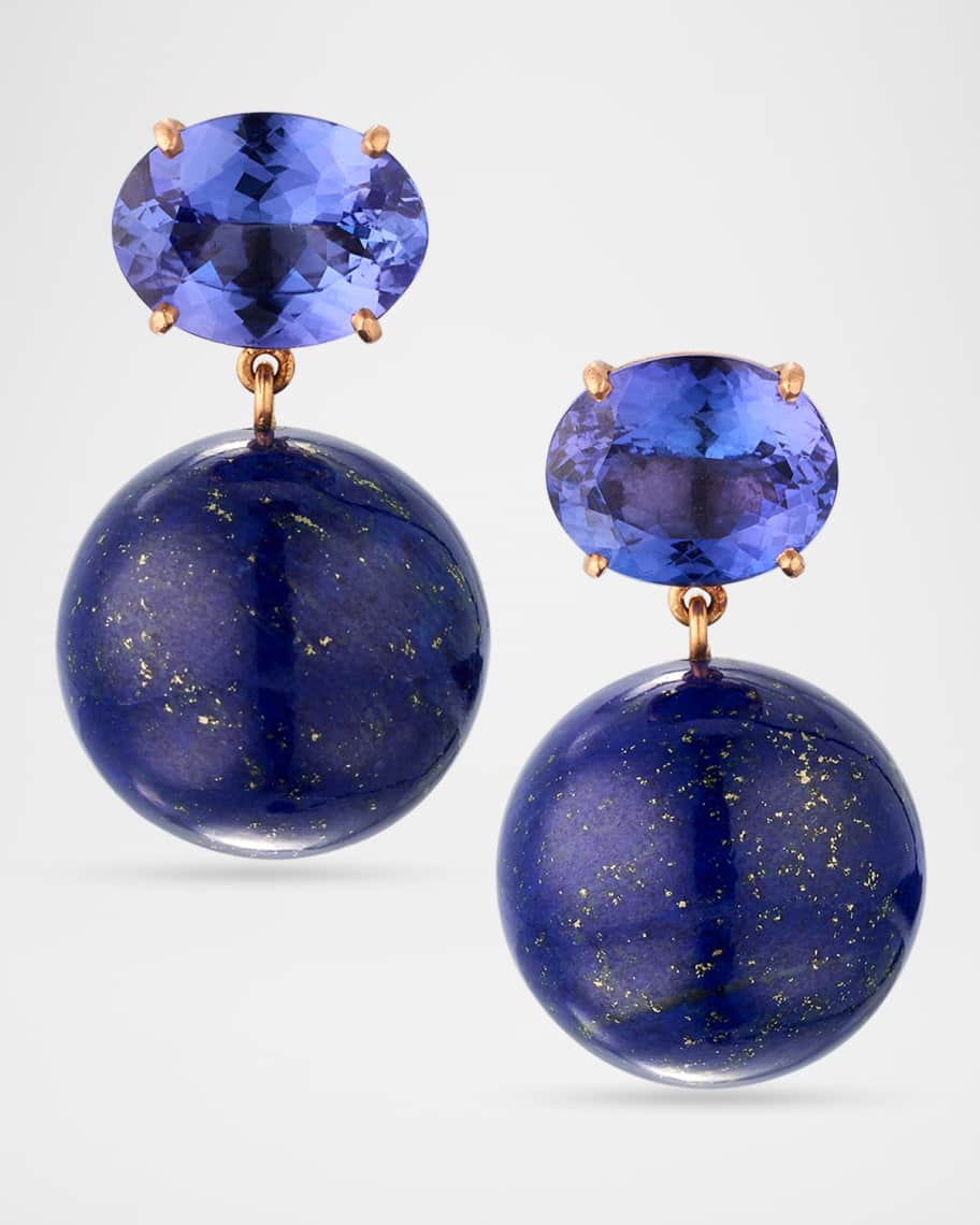 Irene Neuwirth Gumball 18K Rose Gold Tanzanite Post Earrings, One-Of-A ...