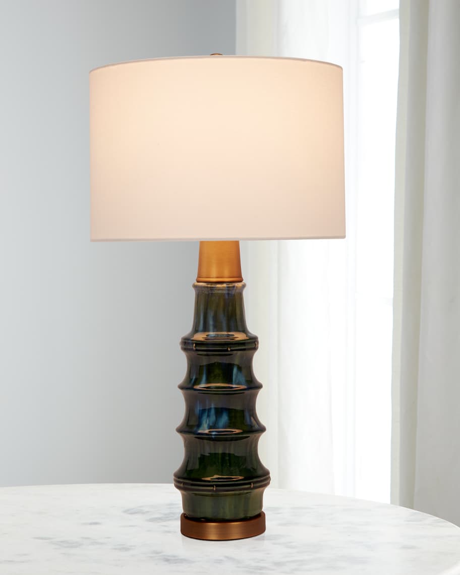 Old World Design Ceramic 29" Table Lamp with Brass Accents and Linen ...