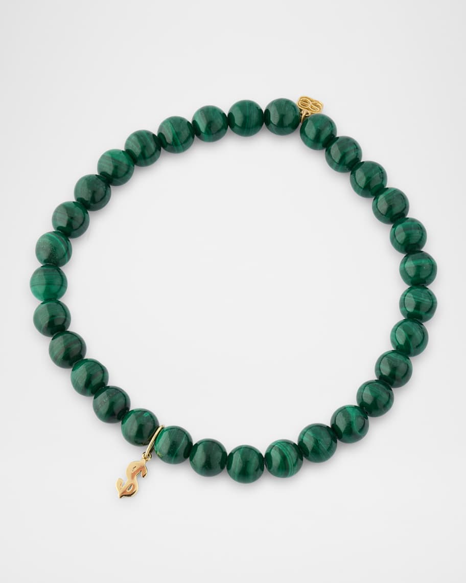 Sydney Evan Men's Malachite Beaded Bracelet with 18K Gold Dollar Sign ...