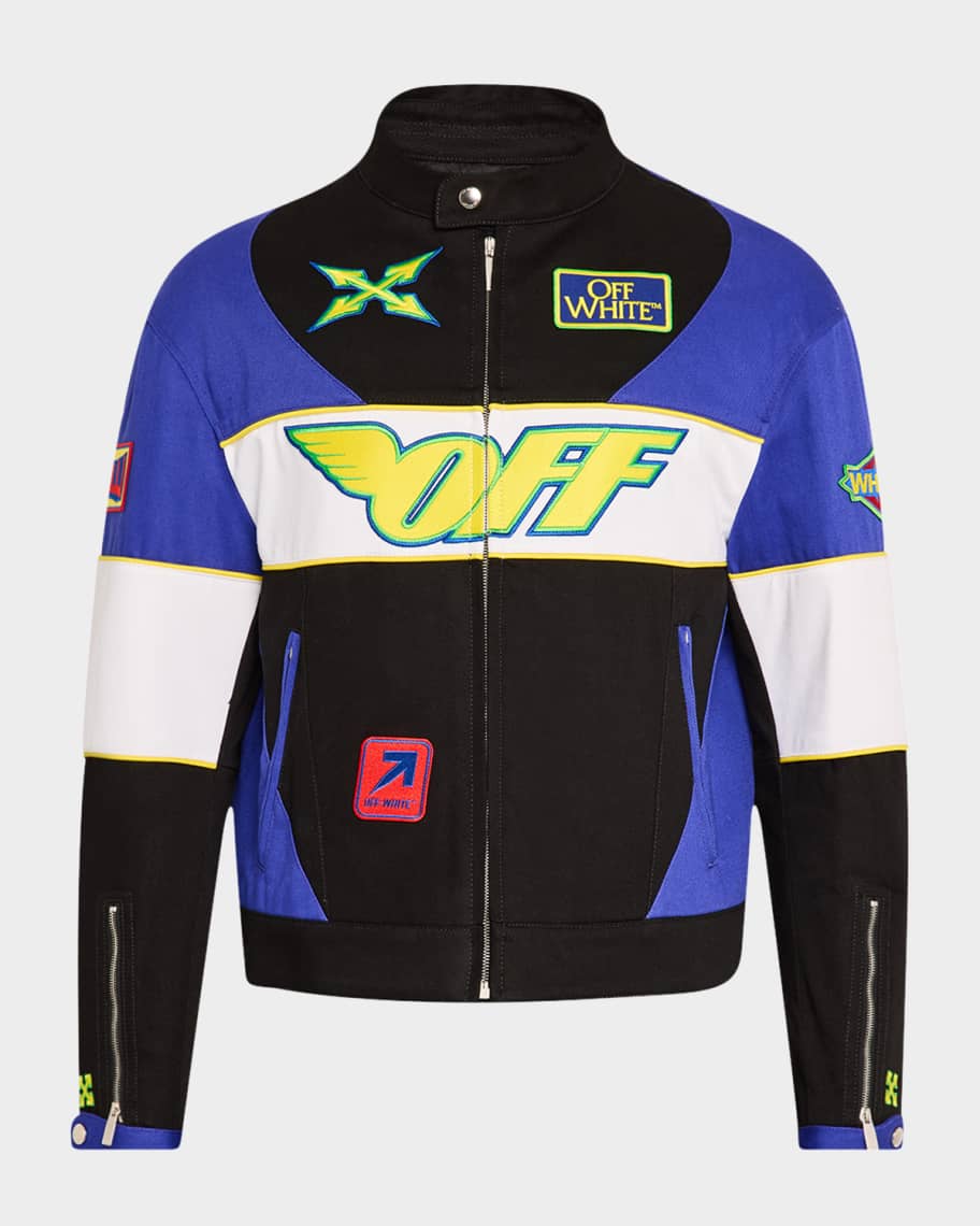 Off-White Men's Multi-Patch Colorblock Racing Jacket | Neiman Marcus