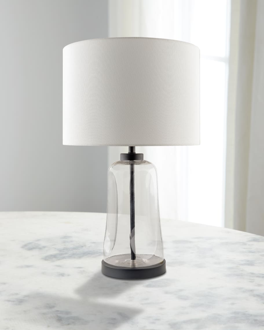 Surya Fidel 24" Translucent Glass Lamp with Cotton Shade | Neiman Marcus