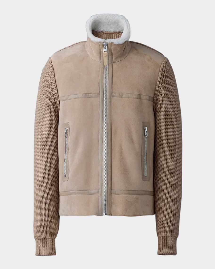 Mackage Men's Jonathan Mixed-Media Shearling Jacket | Neiman Marcus