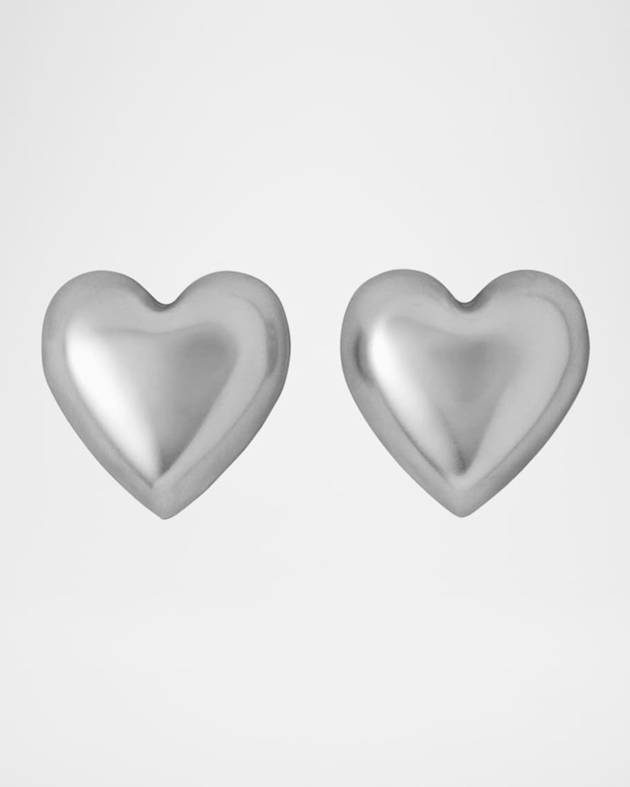Roxanne Assoulin The Puffy Heart Silver Stud Earrings | Neiman Marcus