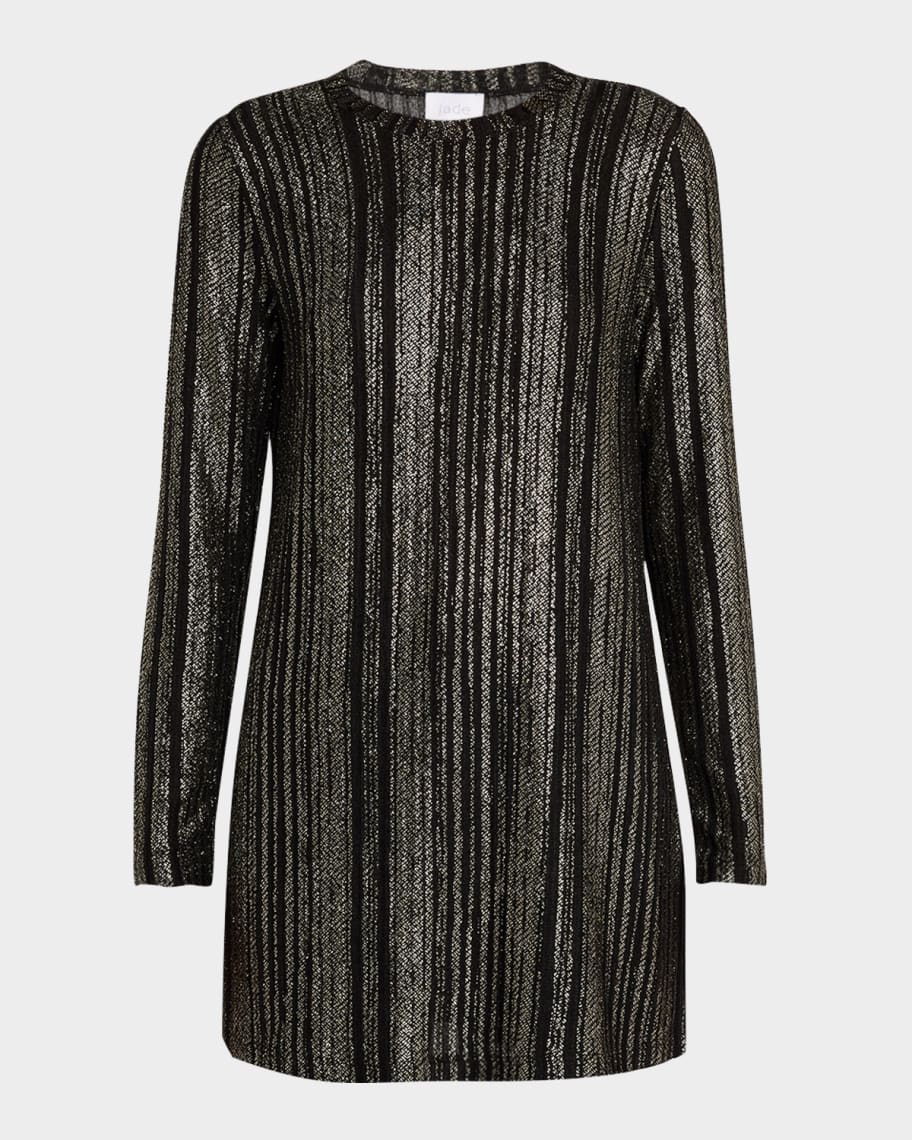 Johnny Was Jenna Crewneck Metallic Striped Tunic | Neiman Marcus