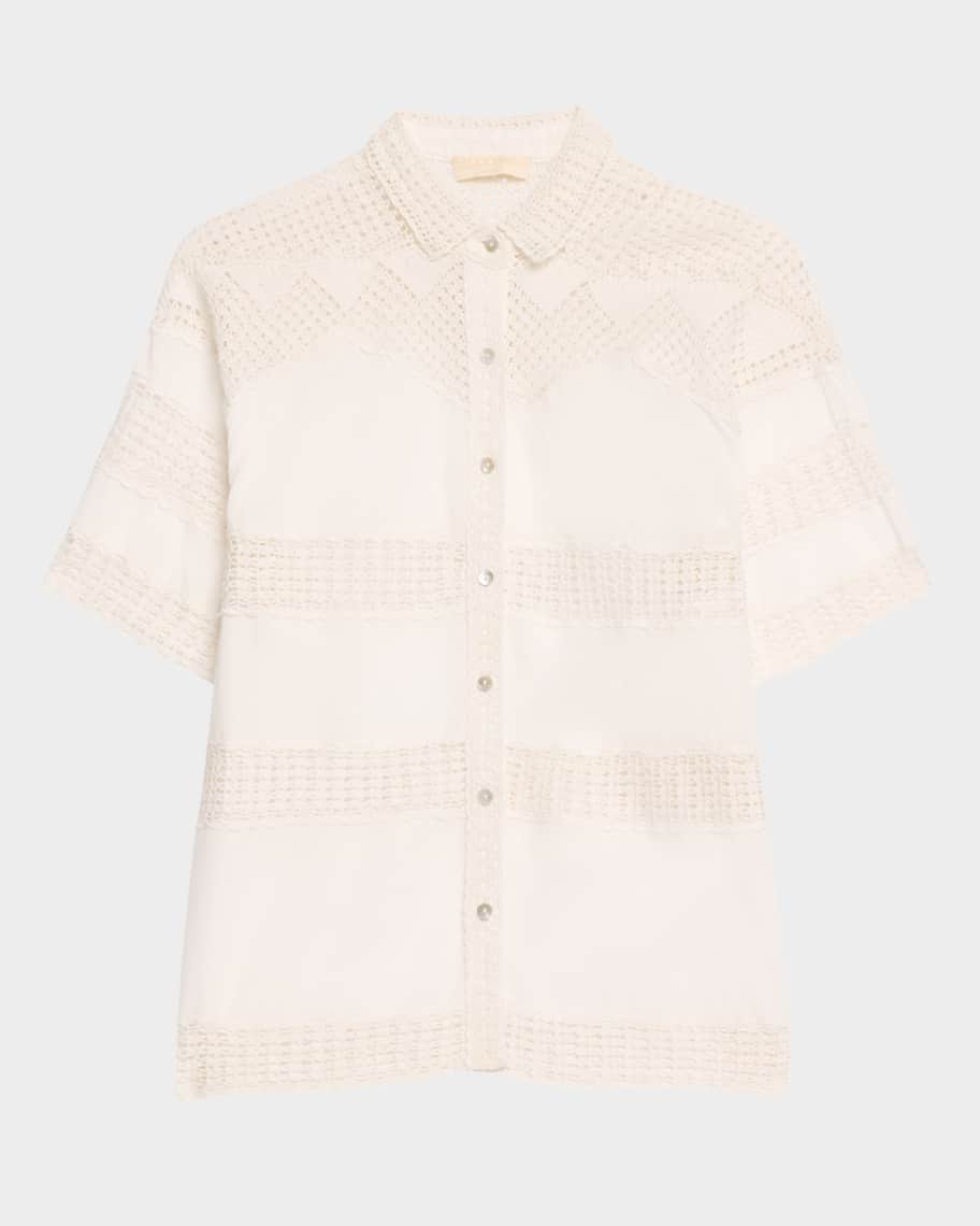 Ulla Johnson Amal Crochet Button-Front Shirt | Neiman Marcus