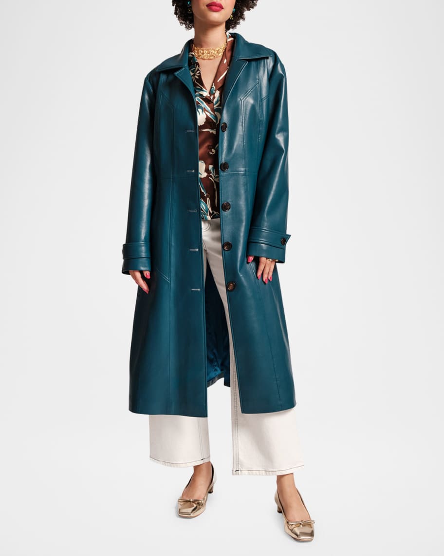 Frances Valentine Chelsea Tie-Waist Faux Leather Trench Coat | Neiman ...