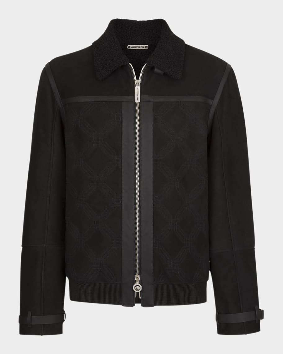 Stefano Ricci Men's Shearling-Collar Leather Jacket | Neiman Marcus