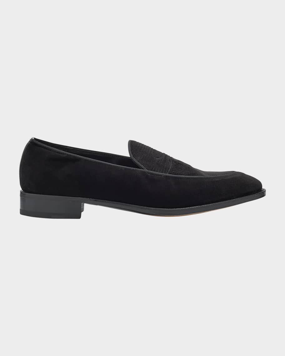 John Lobb Men's Bill Velvet Penny Loafers | Neiman Marcus