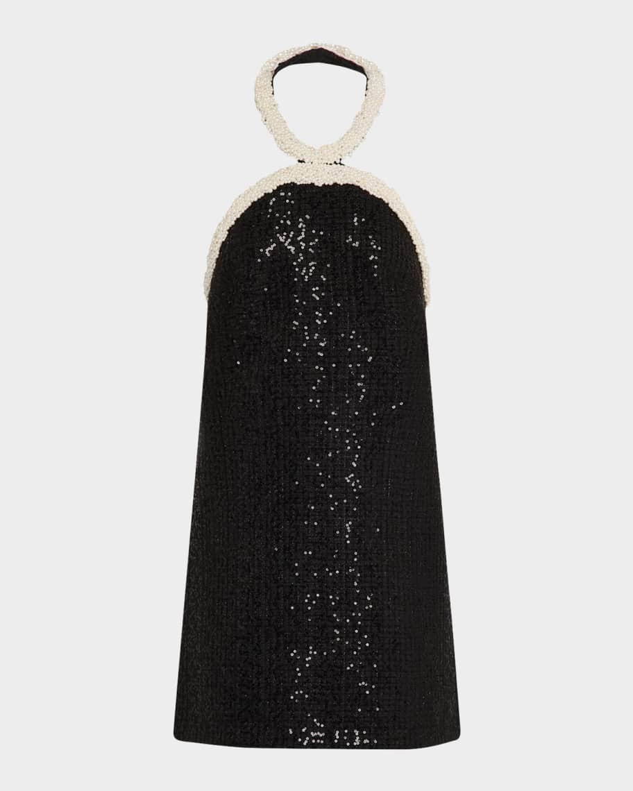 Self-Portrait Boucle Pearly-Trim Mini Dress | Neiman Marcus