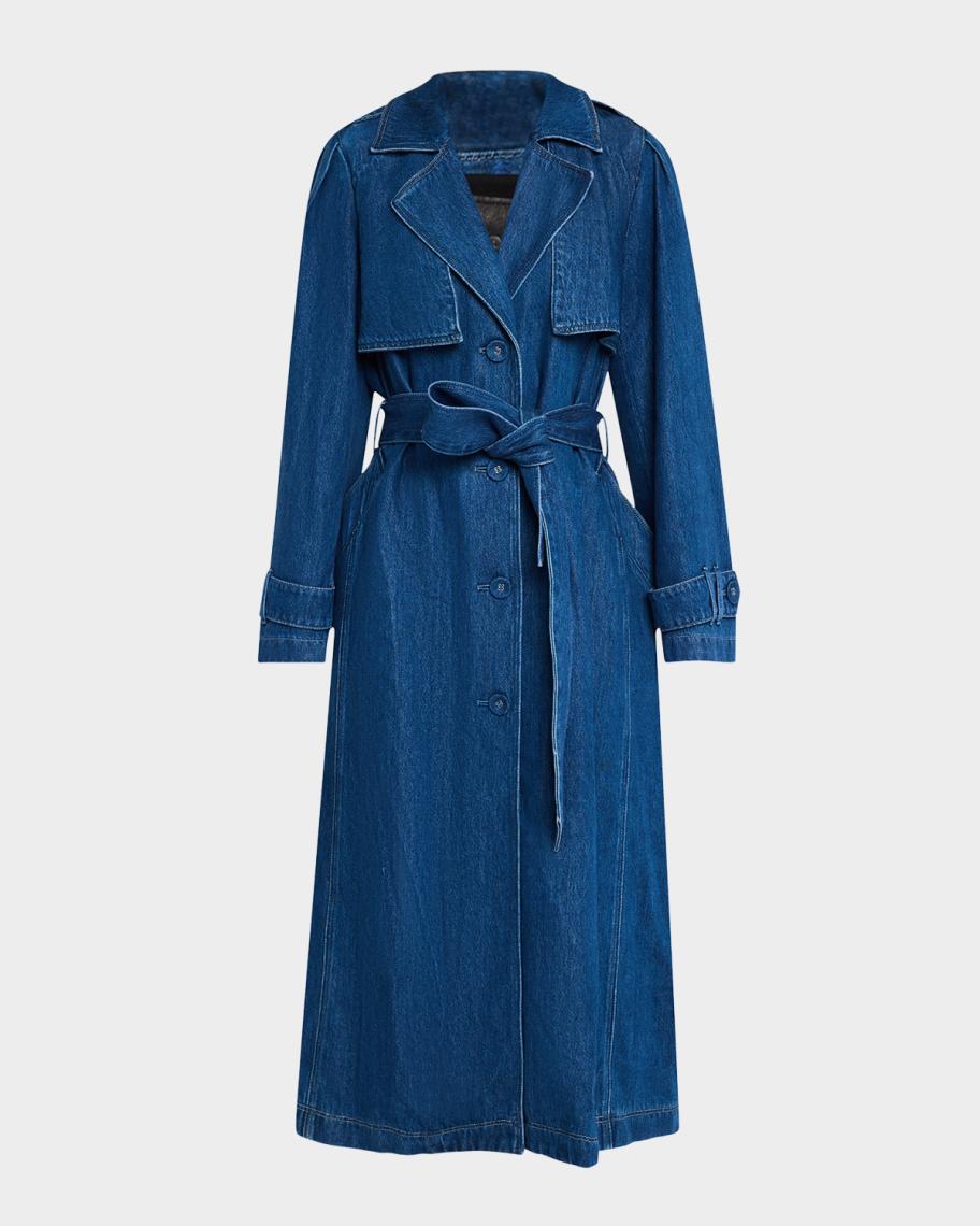 PAIGE Raina Denim Trench Coat | Neiman Marcus