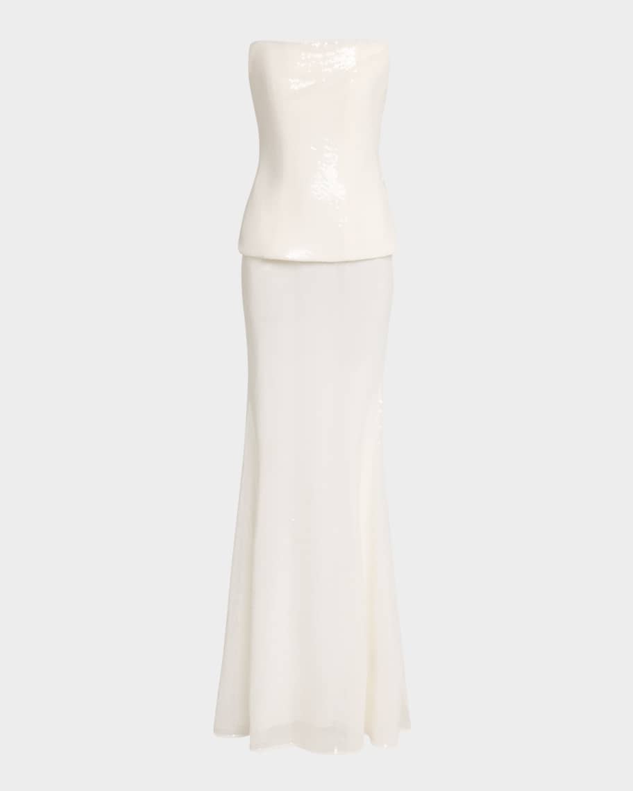 Alex Perry Strapless Longline Corset Sequin Gown | Neiman Marcus