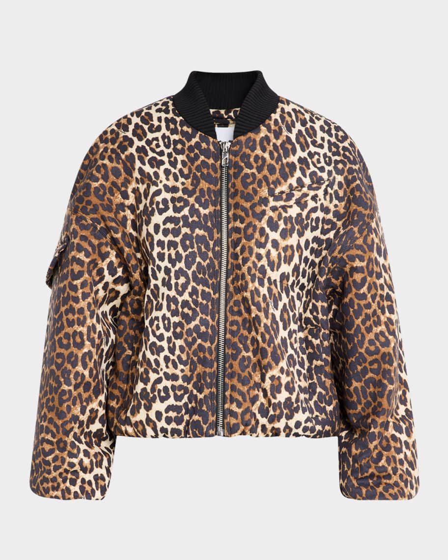 Ganni Oversized Leopard Bomber Jacket | Neiman Marcus