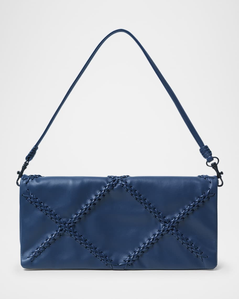 Callista Fold-Over Flap Leather Shoulder Bag | Neiman Marcus