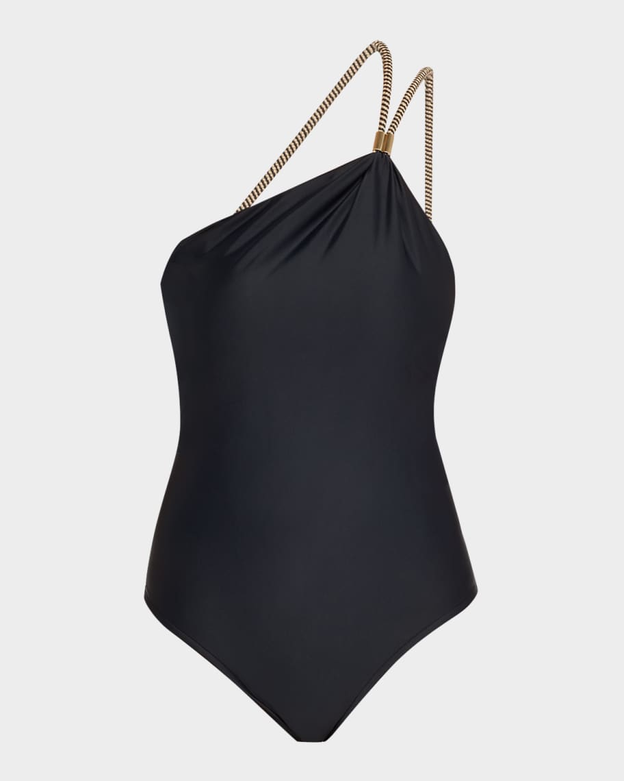 Lenny Niemeyer Asymmetric Rope One-Piece Swimsuit | Neiman Marcus