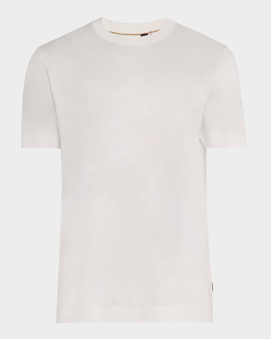 BOSS Camel Men's Tesar Cotton and Silk Crewneck T-Shirt | Neiman Marcus