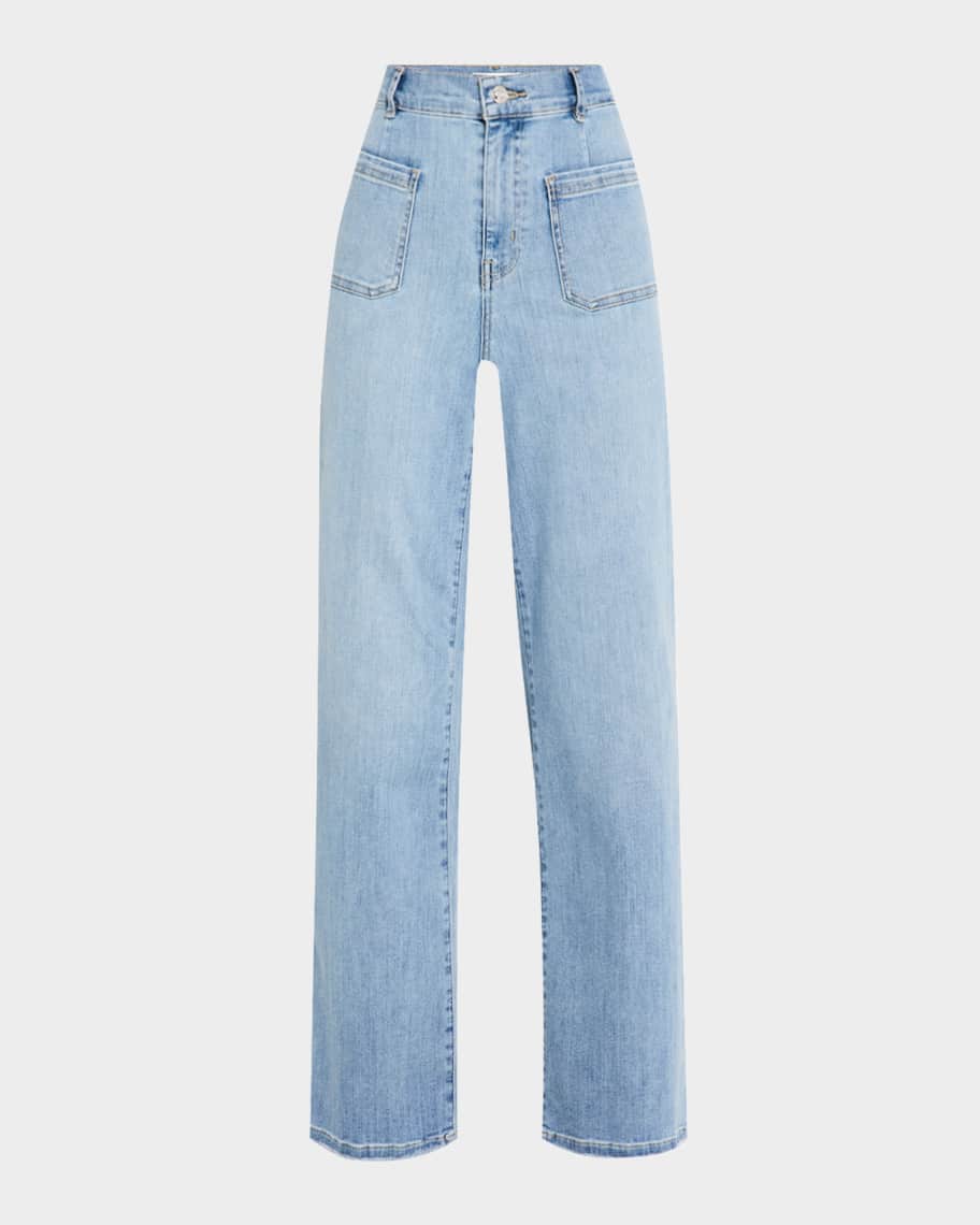 FRAME Le Slim Palazzo Bardot Pocket Jeans | Neiman Marcus