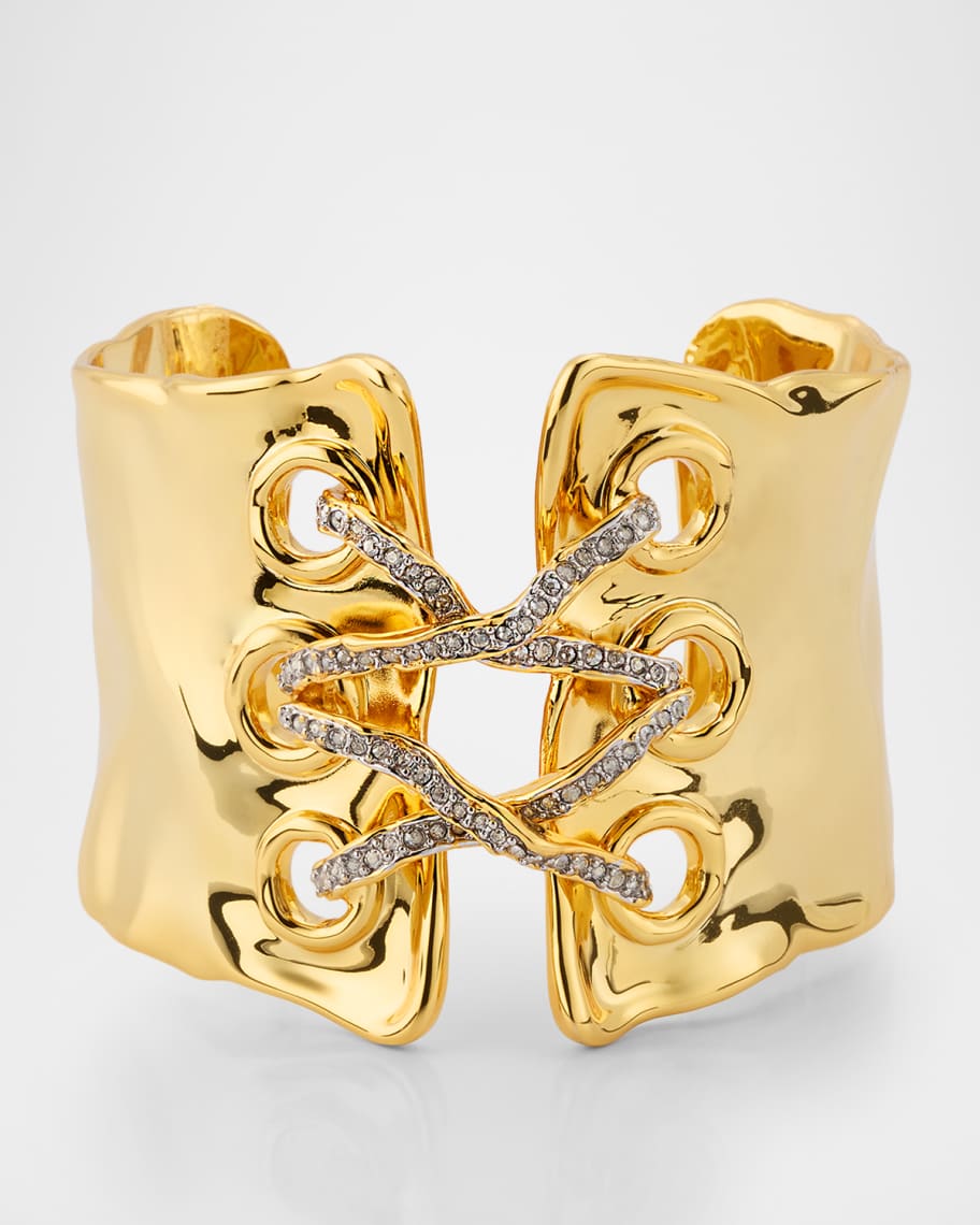 Alexis Bittar Solanales Gold Crystal Lace Up Cuff Bracelet | Neiman Marcus