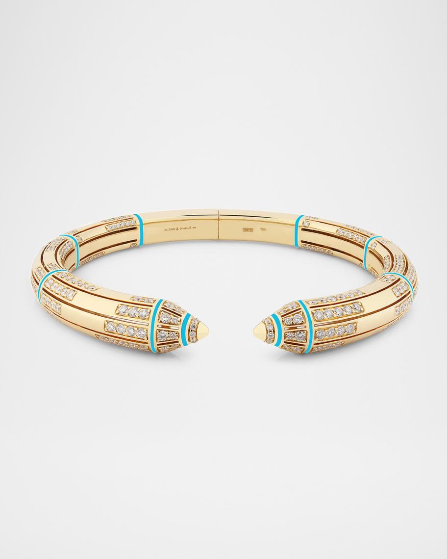 Al Zain Jewelry 18K Yellow Gold Woven Bangle Bracelet with Turquoise ...
