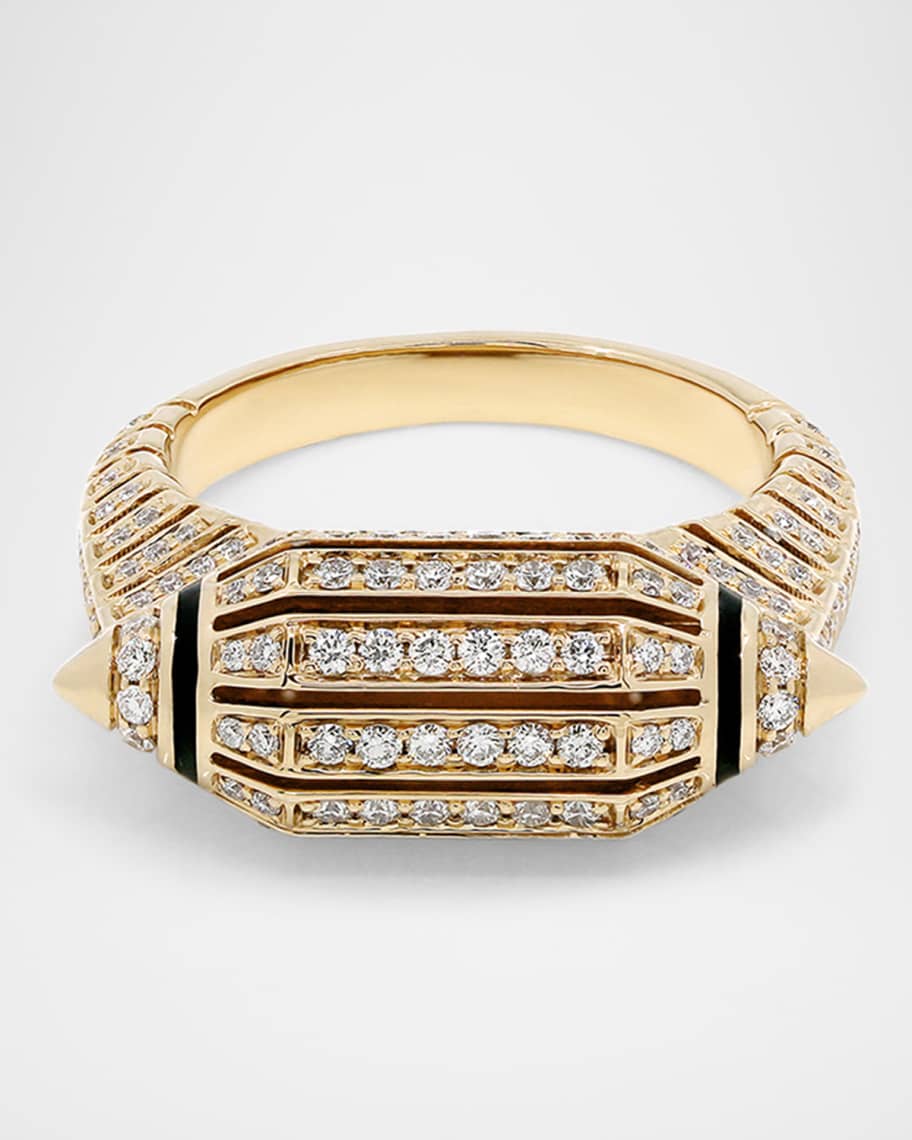 Al Zain Jewelry 18K Yellow Gold Al Merriyah Ring with Black HyCeram and ...