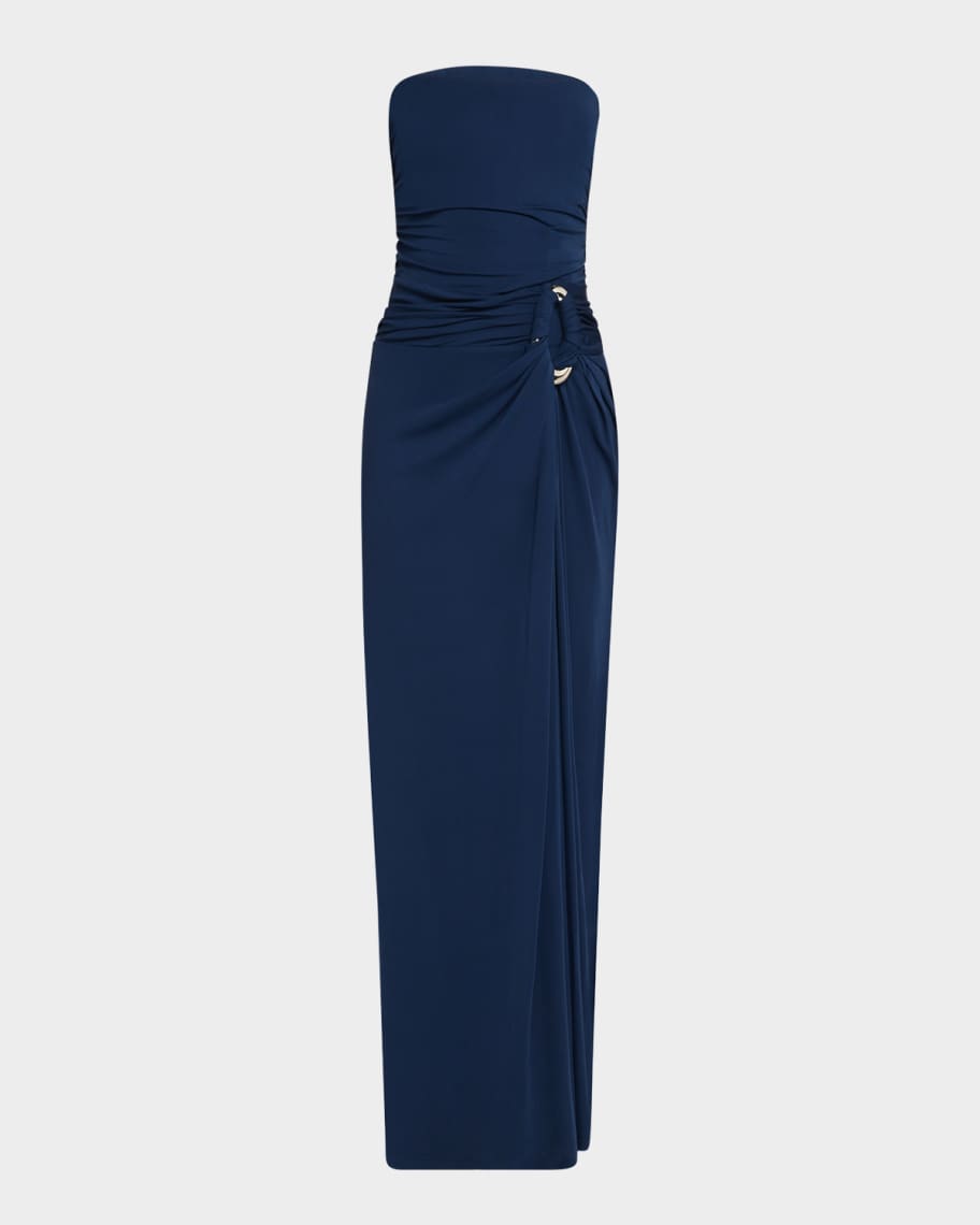SIMKHAI Emma Strapless Draped Gown | Neiman Marcus