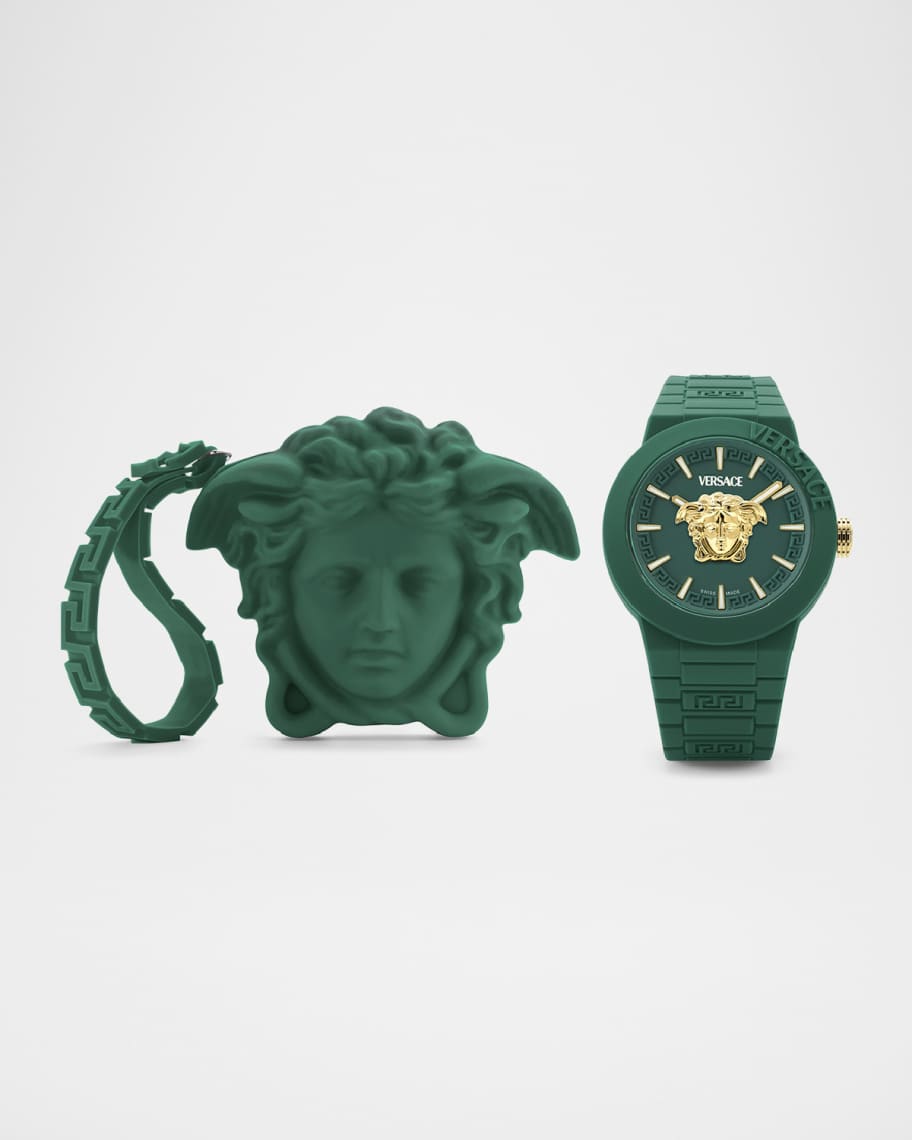 Versace V-Pop Green Silicone Watch with Pouch, 43mm | Neiman Marcus