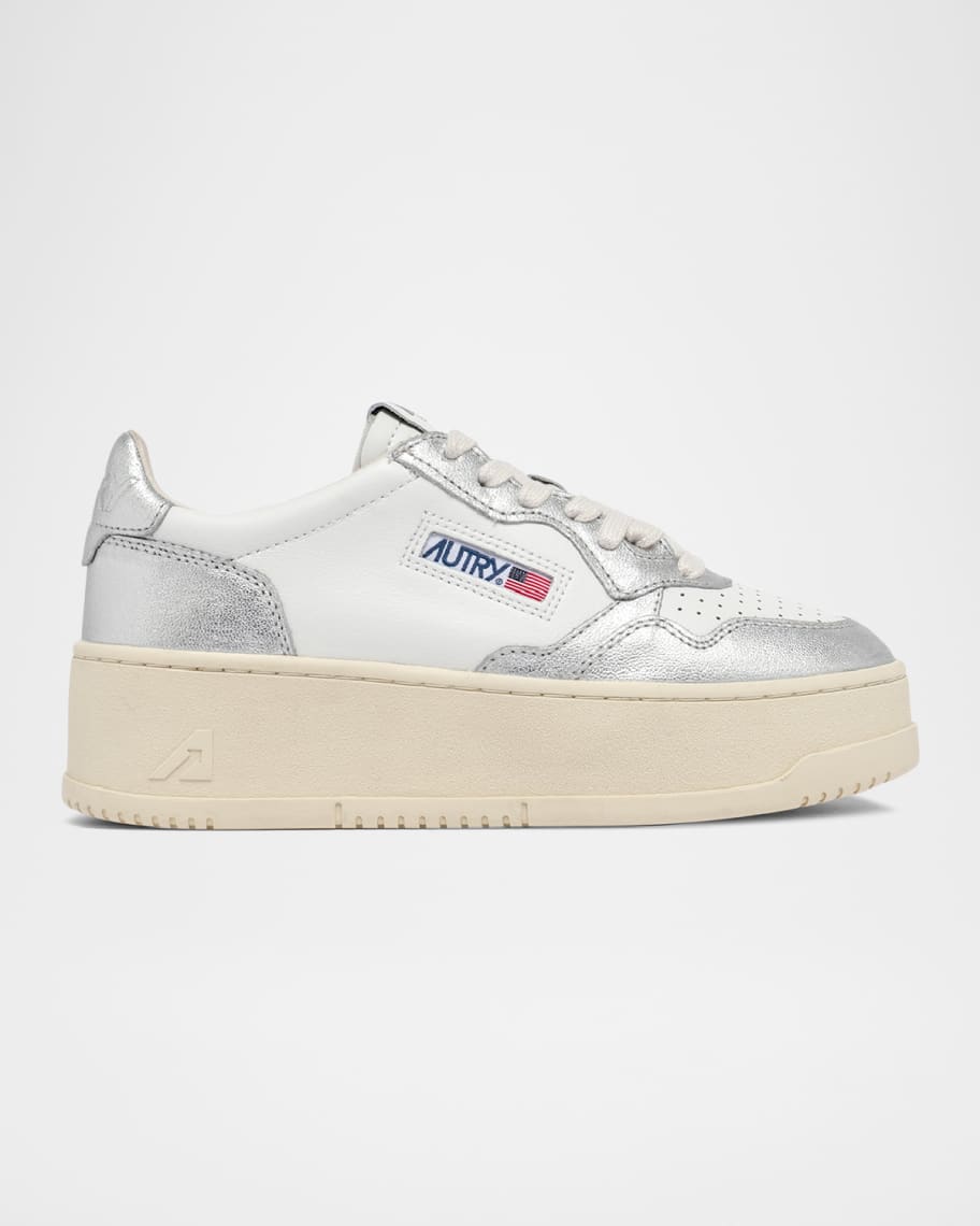 AUTRY Medalist Low-Top Bicolor Leather Platform Sneakers | Neiman Marcus
