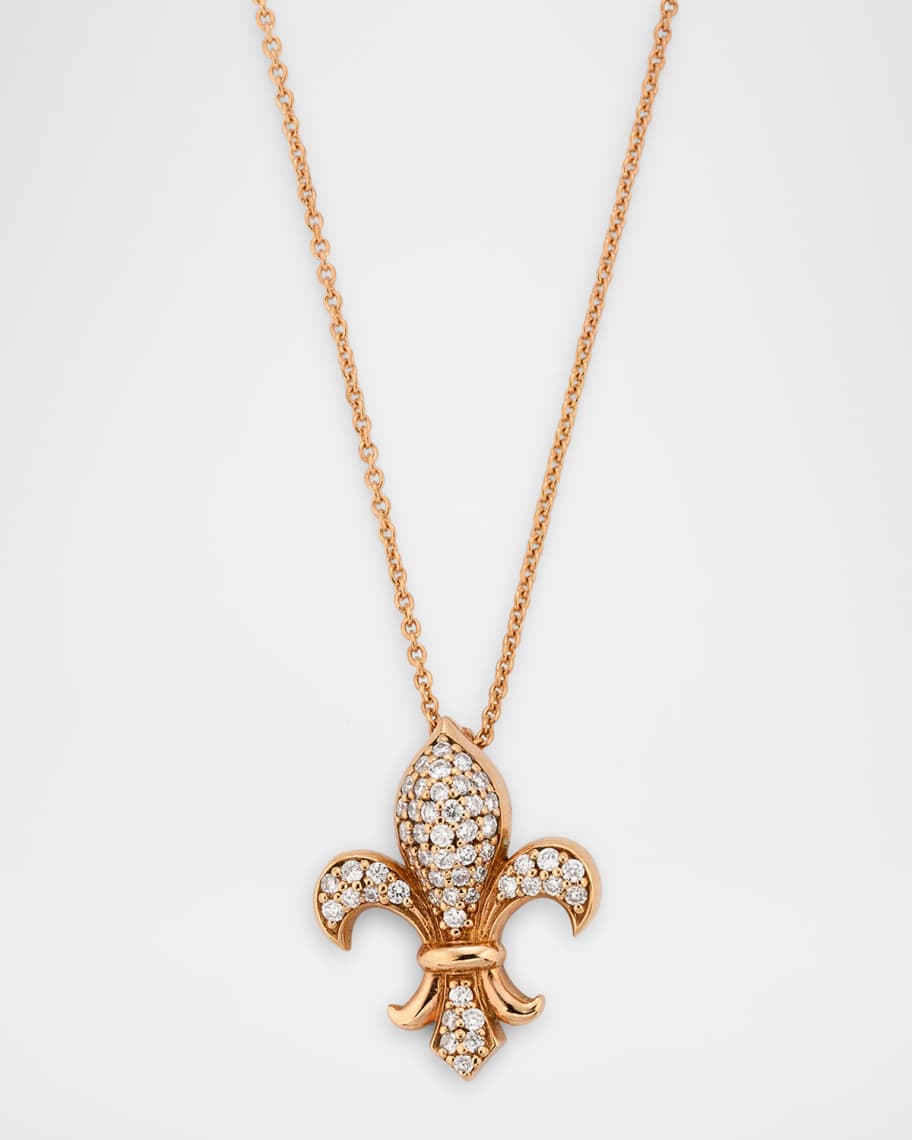 Lisa Nik Talisman 18K Rose Gold Diamond Fleur De Lis Necklace | Neiman ...