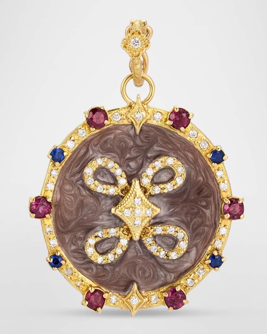 Armenta 18K Yellow Gold and Enamel Enhancer with Diamonds, Purple ...