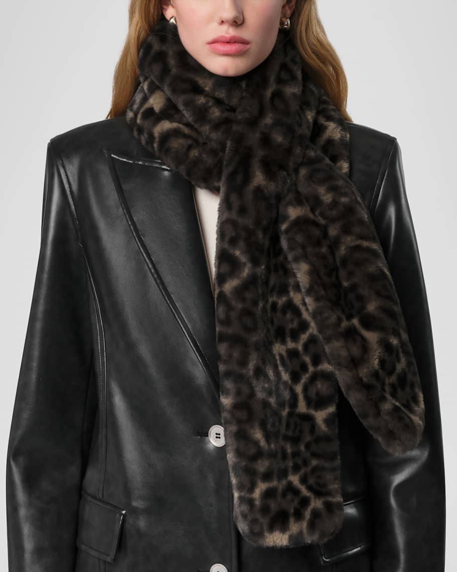 APPARIS Kai Faux Fur Leopard-Print Scarf | Neiman Marcus