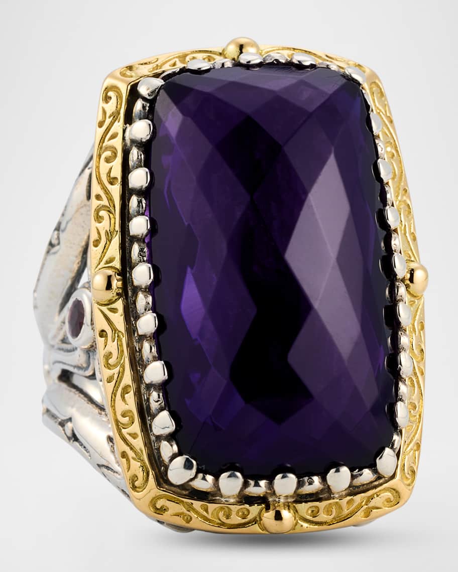 Konstantino Sterling Silver and 18K Yellow Gold Dark Amethyst Quartz ...