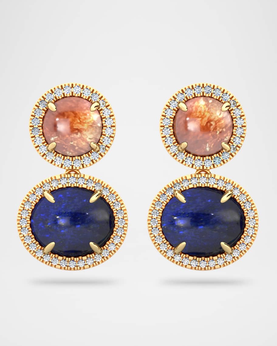 Jamie Turner Aurora Earrings with Sunstone, Lapis, and Diamonds ...